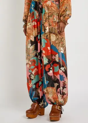 Etro Patterned Balloon-leg Silk Trousers