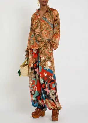Etro Patterned Balloon-leg Silk Trousers