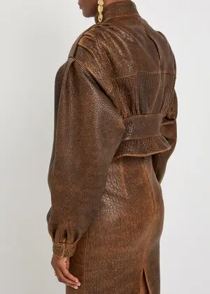 Chloé Grained Leather Cropped Bomber Jacket