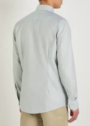 Eton Houndstooth Cotton-twill Shirt - Light Green