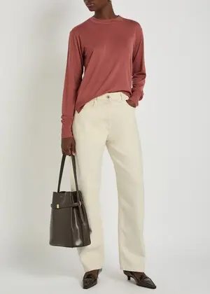 Another Tomorrow Curved Barrel-leg Jeans