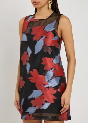 Staud Brea Devoré Organza Mini Dress - Multicoloured