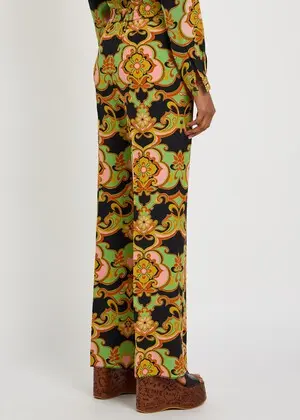 Etro Patterned Straight-leg Silk Trousers