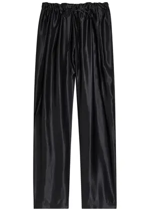 Khaite Rohen Straight-leg Satin Trousers - Black