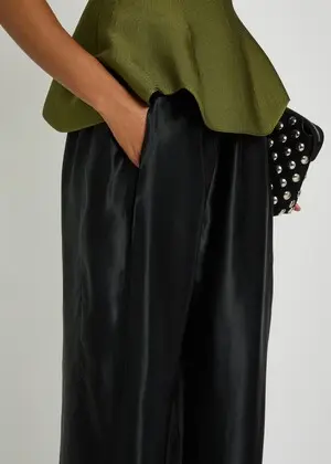 Khaite Rohen Straight-leg Satin Trousers - Black