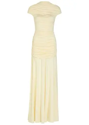 SELF-PORTRAIT Gathered Stretch-jersey Maxi Dress