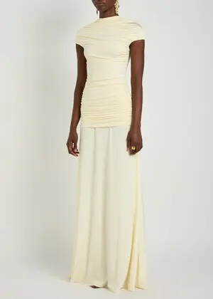 SELF-PORTRAIT Gathered Stretch-jersey Maxi Dress