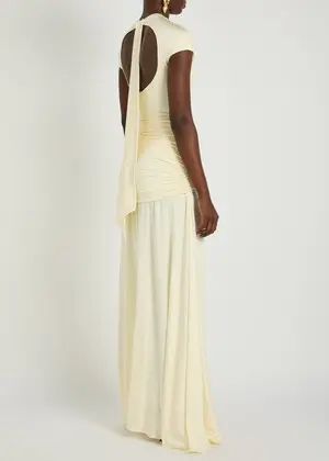 SELF-PORTRAIT Gathered Stretch-jersey Maxi Dress