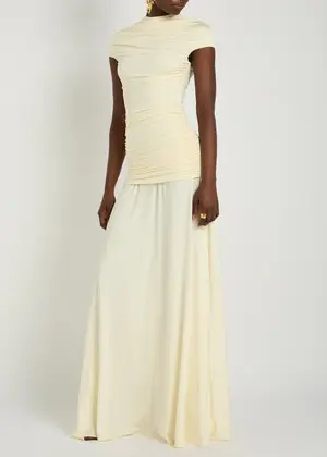 SELF-PORTRAIT Gathered Stretch-jersey Maxi Dress