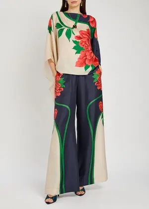 La DoubleJ Floral-print Silk Top - Multicoloured