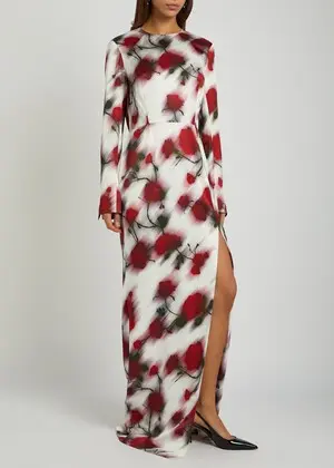 PATRICK MCDOWELL Frances Floral Satin Maxi Dress