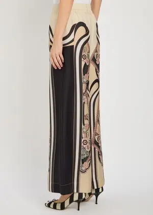 La DoubleJ Printed Wide-leg Silk Trousers - Cream