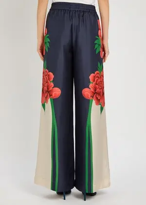 La DoubleJ Printed Wide-leg Silk Trousers - Multicoloured
