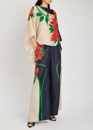 La DoubleJ Printed Wide-leg Silk Trousers - Multicoloured