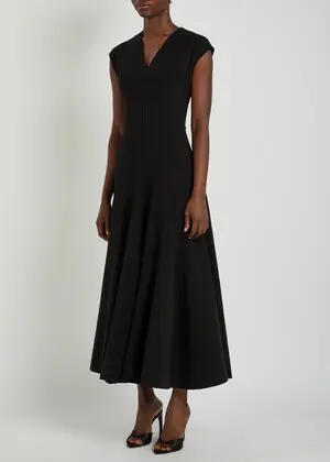 Another Tomorrow Cut-out Stretch-wool Midi Dress