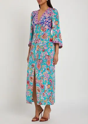 Rixo Floral-print Silk Midi Dress - Multicoloured