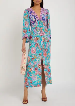 Rixo Floral-print Silk Midi Dress - Multicoloured