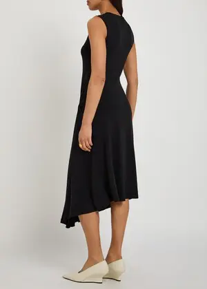 JOSEPH Asymmetric Crepe-jersey Midi Dress