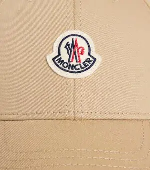 Moncler Cotton Baseball Cap With Logo - Beige