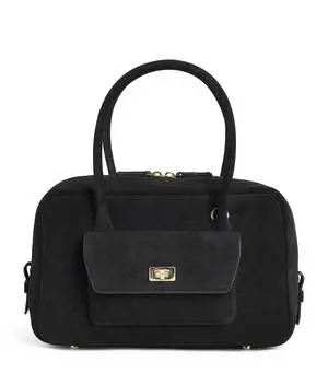 Black Suede Top-Handle Bags