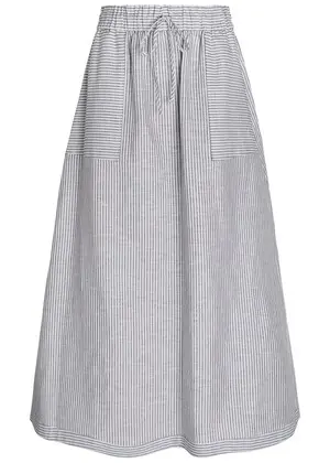 Max Mara Sumero Striped Linen-blend Midi Skirt