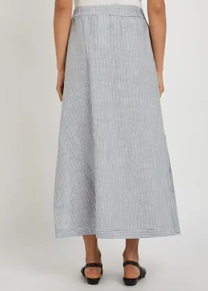 Max Mara Sumero Striped Linen-blend Midi Skirt
