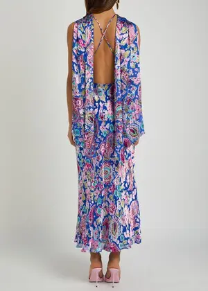 Rixo Hayley Scarf-effect Devoré Maxi Dress