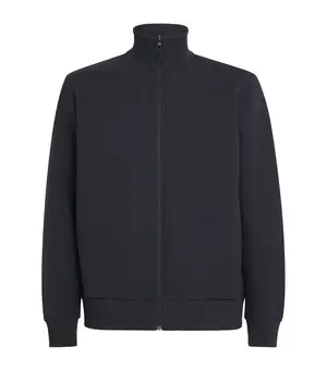 BOSS Stretch-cotton Zip-up Sweatshirt - Blue