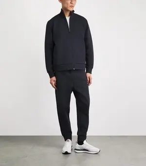 BOSS Stretch-cotton Zip-up Sweatshirt - Blue