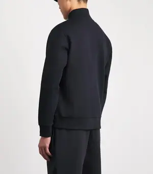 BOSS Stretch-cotton Zip-up Sweatshirt - Blue