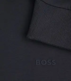 BOSS Stretch-cotton Zip-up Sweatshirt - Blue