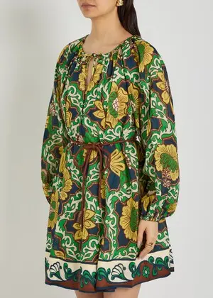 ALEMAIS Alémais Liana Belted Printed Ramie Mini Dress - Multicoloured