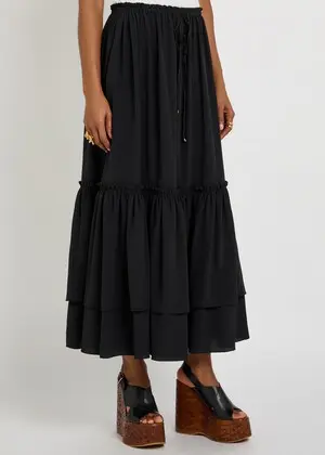 Chloé Silk-chiffon Midi Skirt