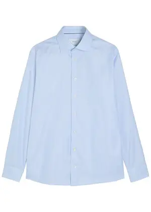 Eton Houndstooth Cotton-twill Shirt - Light Blue