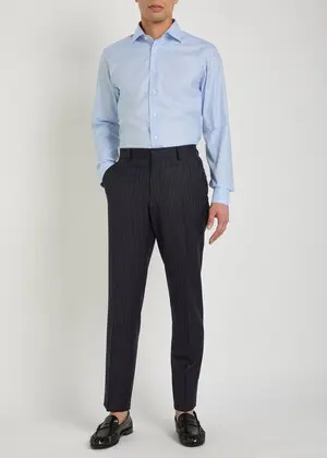 Eton Houndstooth Cotton-twill Shirt - Light Blue