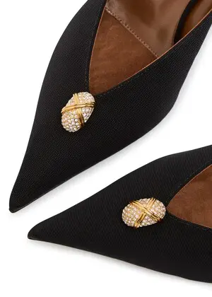 GIUSEPPE ZANOTTI Raquel 50 Crystal-embellished Woven Mules