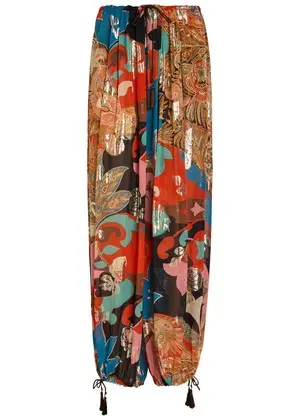Etro Patterned Balloon-Leg Silk Trousers Multicoloured