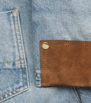 Sandro Suede-trim Denim Shorts - Blue