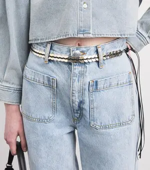 Sandro Leather Embellished Belt - Black