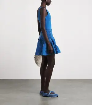Sandro Embellished Knit Mini Dress - Blue