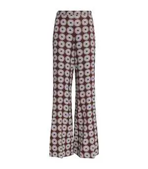 Sandro Floral Print Flared Trousers - Brown