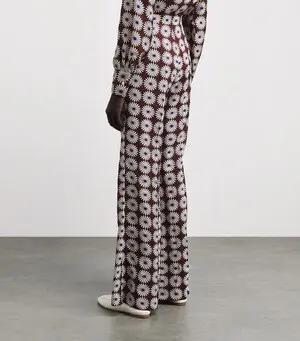 Sandro Floral Print Flared Trousers - Brown
