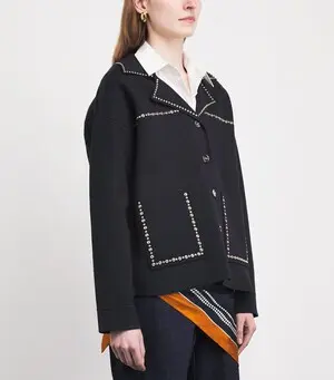 Sandro Embellished Blazer-collar Cardigan