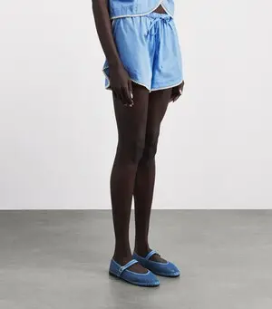 Sandro Faux Pearl-trim Shorts - Blue