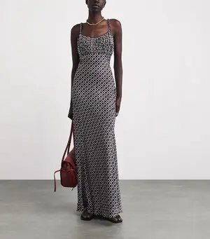 Sandro Floral Print Maxi Slip Dress