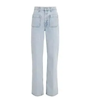 Sandro Straight-leg High-rise Patch Pocket Jeans - Blue