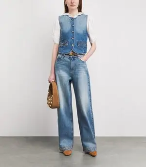 Sandro Embellished Straight-leg Jeans