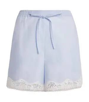 Sandro Cotton Lace-detail Shorts - Blue