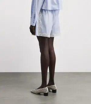 Sandro Cotton Lace-detail Shorts - Blue