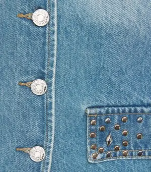 Sandro Embellished Denim Waistcoat - Blue